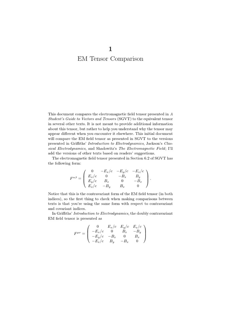 1 EM Tensor Comparison: X y Z X Z y y Z X Z y X | Download Free PDF ...