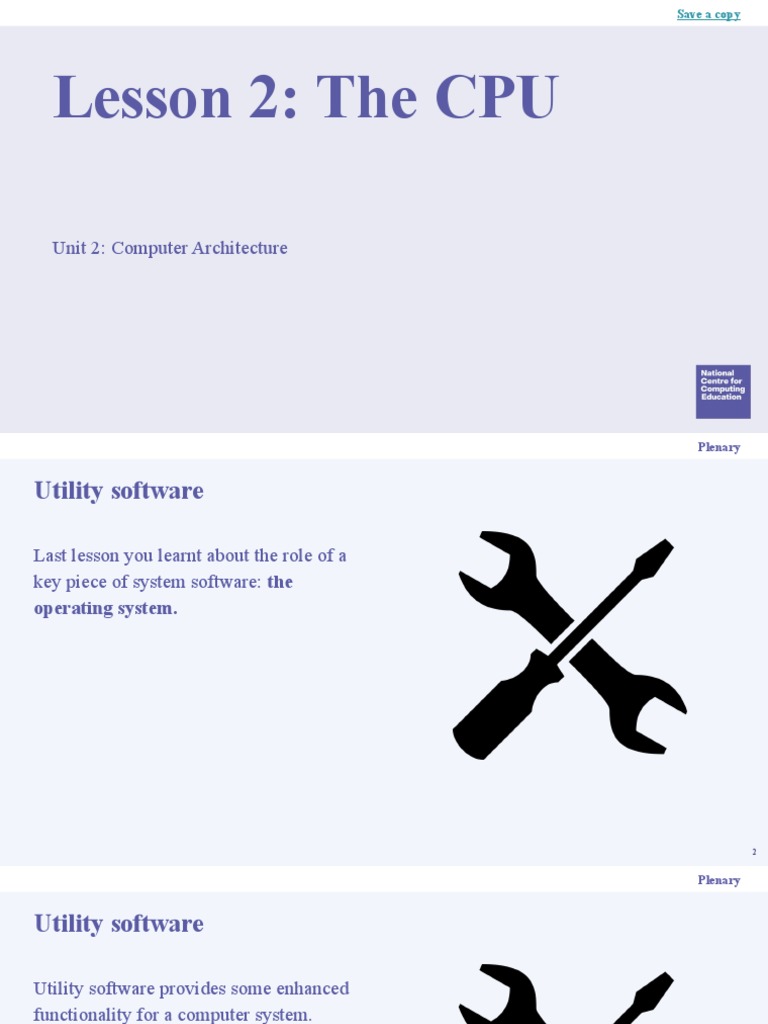 Lesson 2: The CPU: Unit 2: Computer Architecture | PDF | Central ...