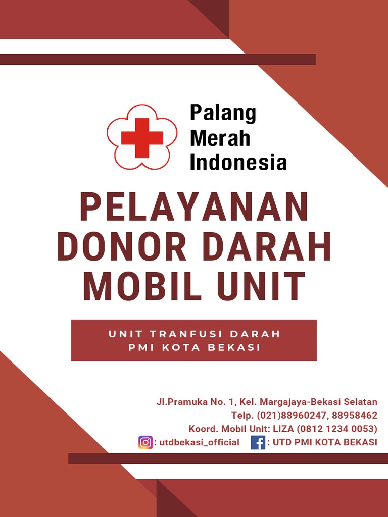 Brosur Pelayanan Donor Darah Mobil Unit PMI Kota Bekasi | PDF