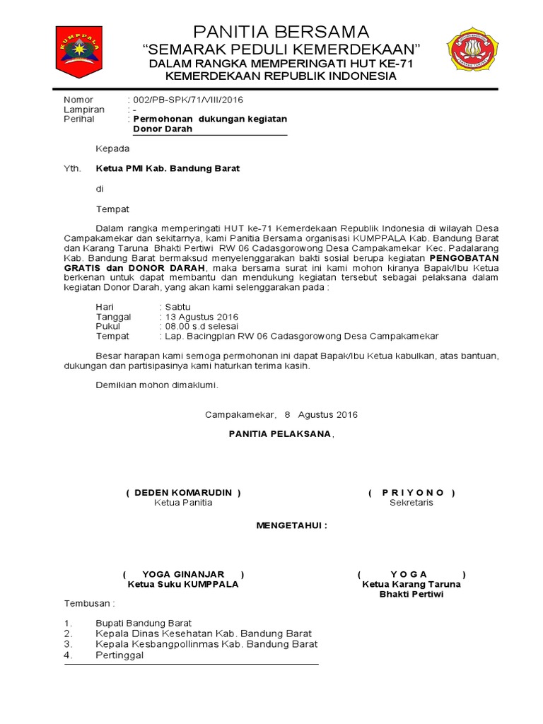 Surat Permohonan Donor Darah PMI | PDF | Kesehatan Holistik