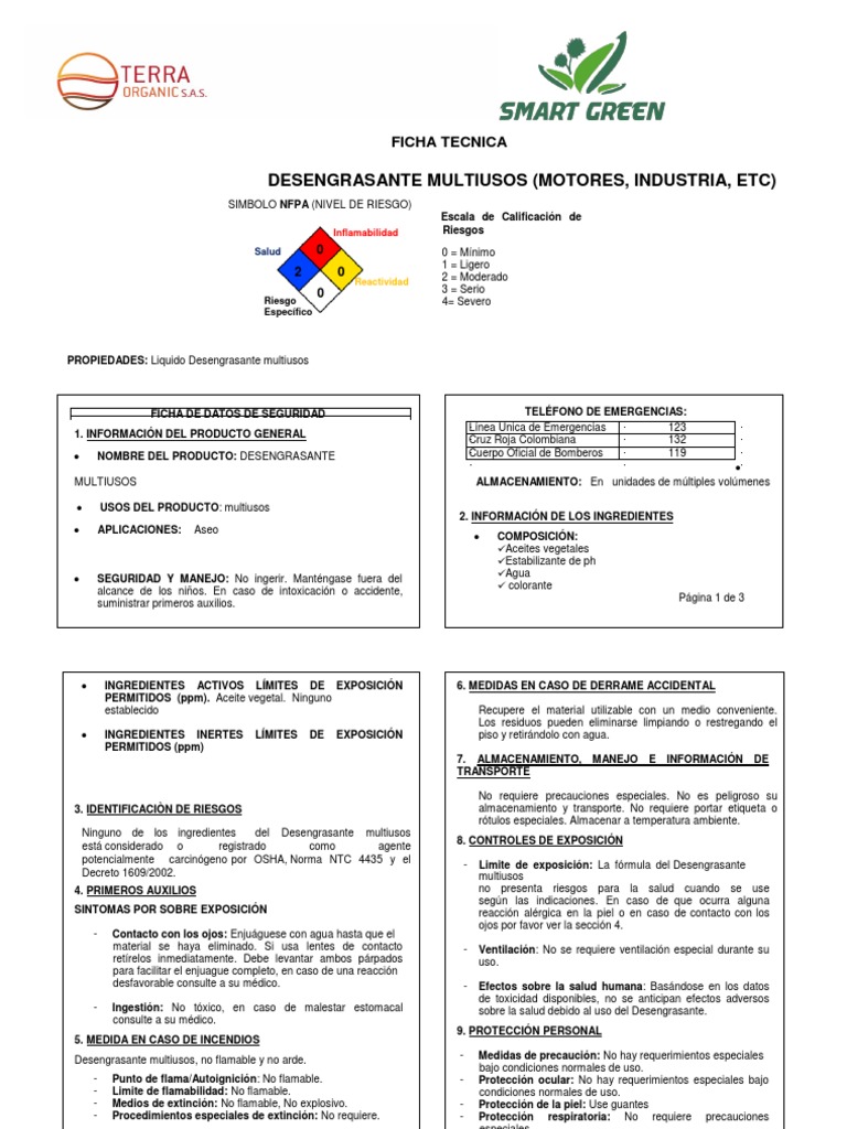 F.T-H.S. Desengrasante Multiusos | PDF | Agua | Administración de ...