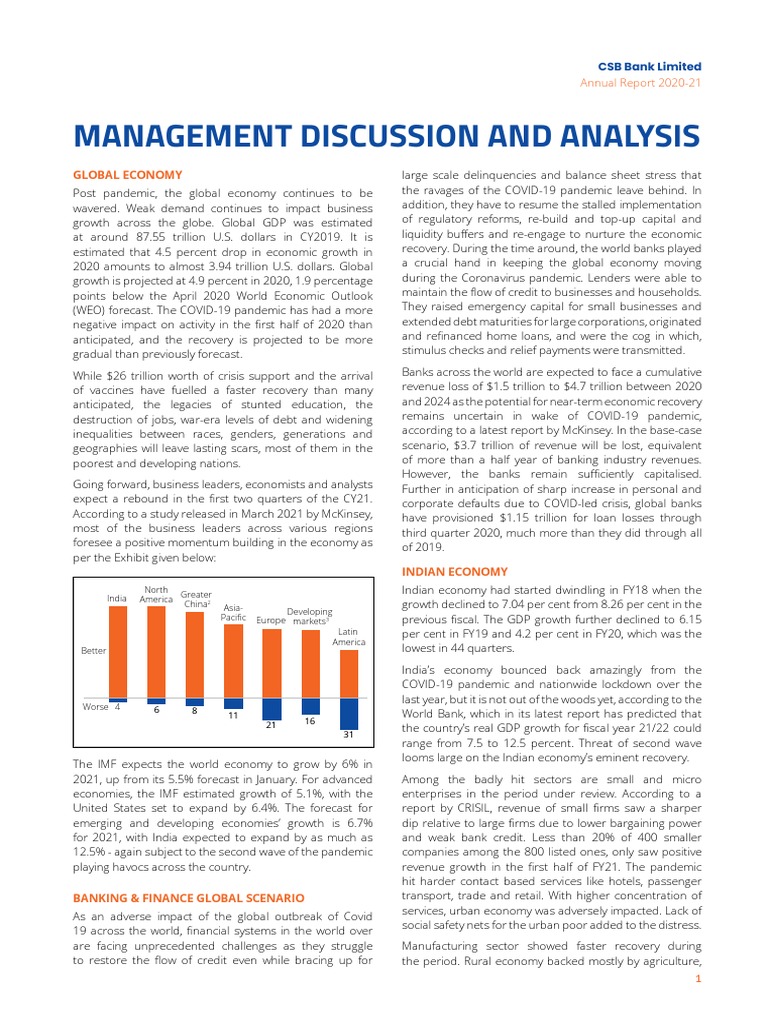 Management Discussion | PDF | Banks | Reserve Bank Of India
