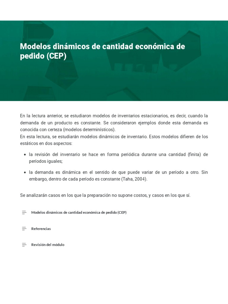 Modelos Dinámicos de Cantidad Económica de Pedido (CEP) | PDF ...