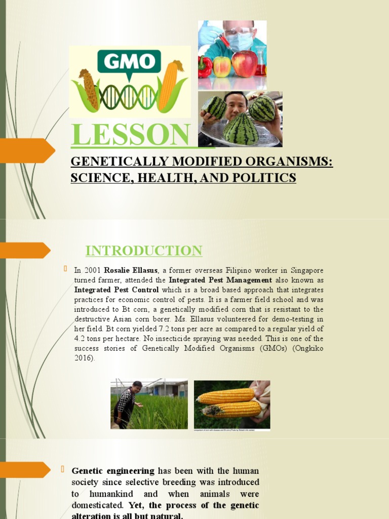 Lesson 3: Genetically Modified Organisms: Science, Health, and Politics ...