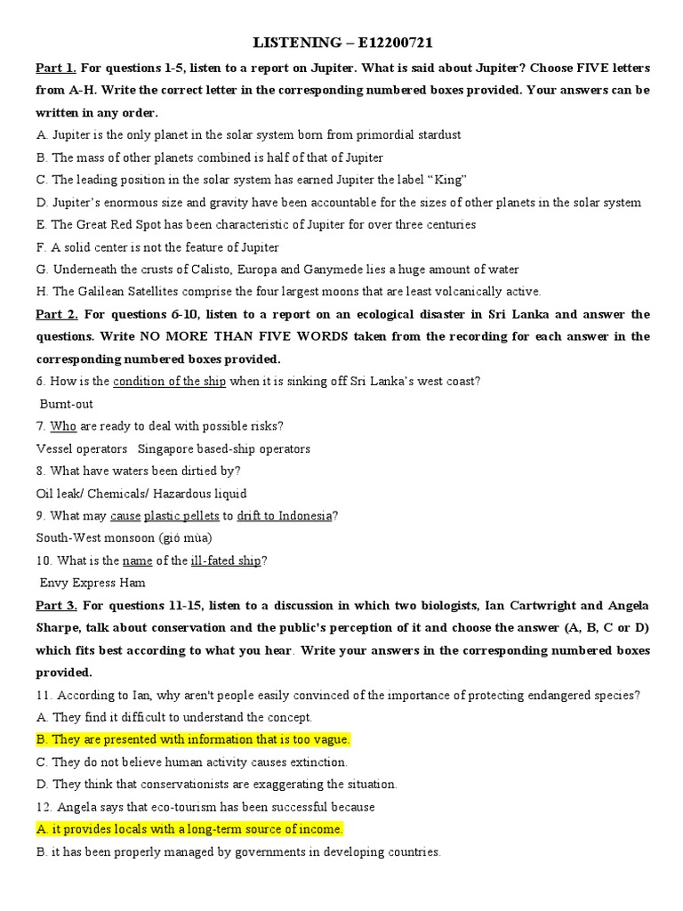 LISTENING | PDF | Jupiter | Natural Satellite