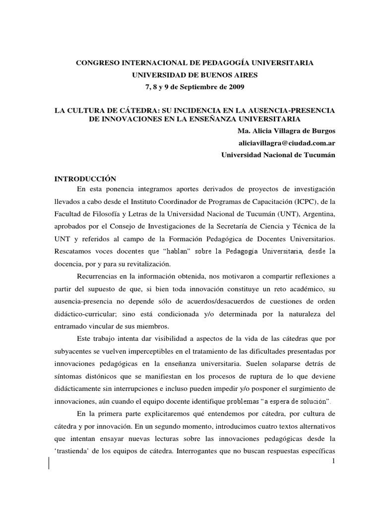 Villagra 2009 | PDF | Maestros | Innovación