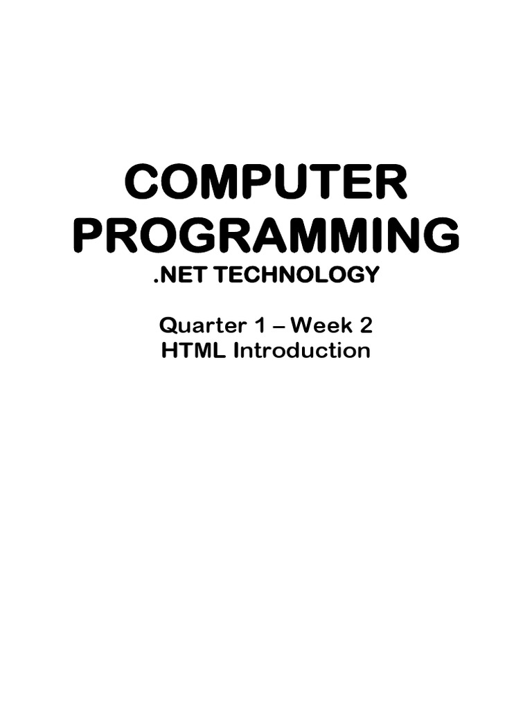 Computer Programming Week 2 | PDF | Html | Html Element
