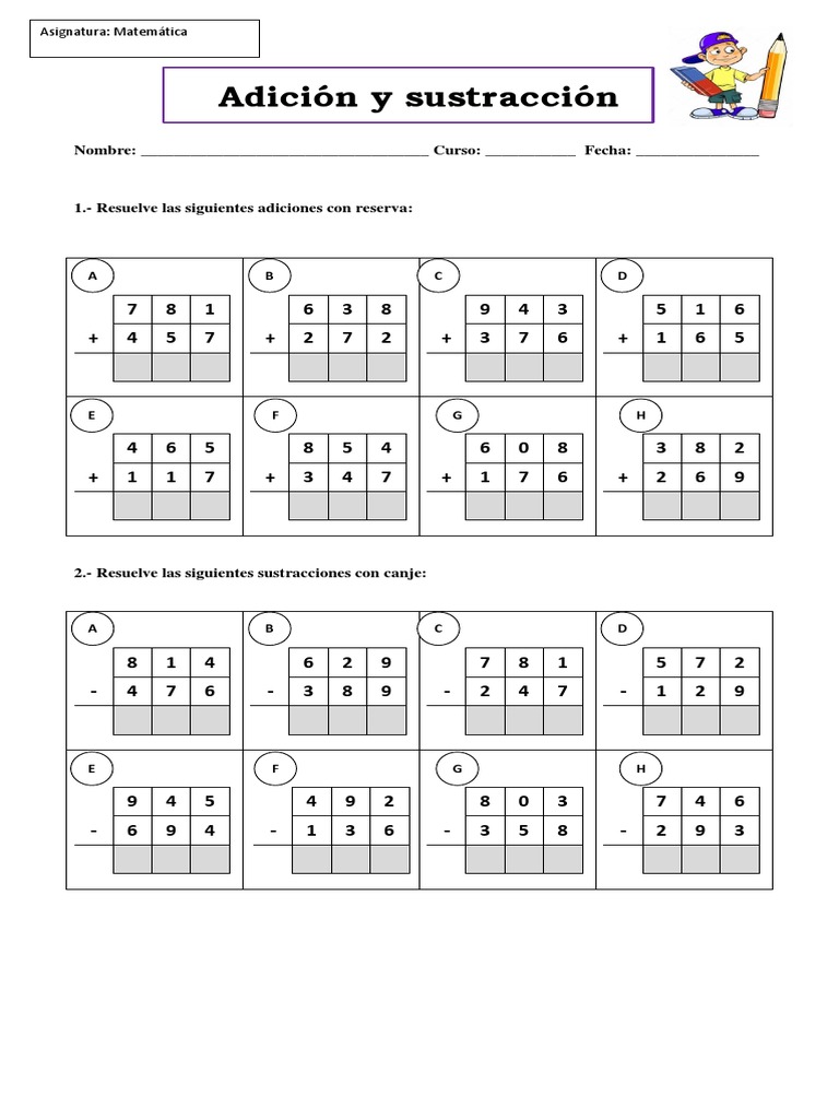 Guia Adicion y Sustraccion 3 Basico | PDF | Aritmética | Matemáticas