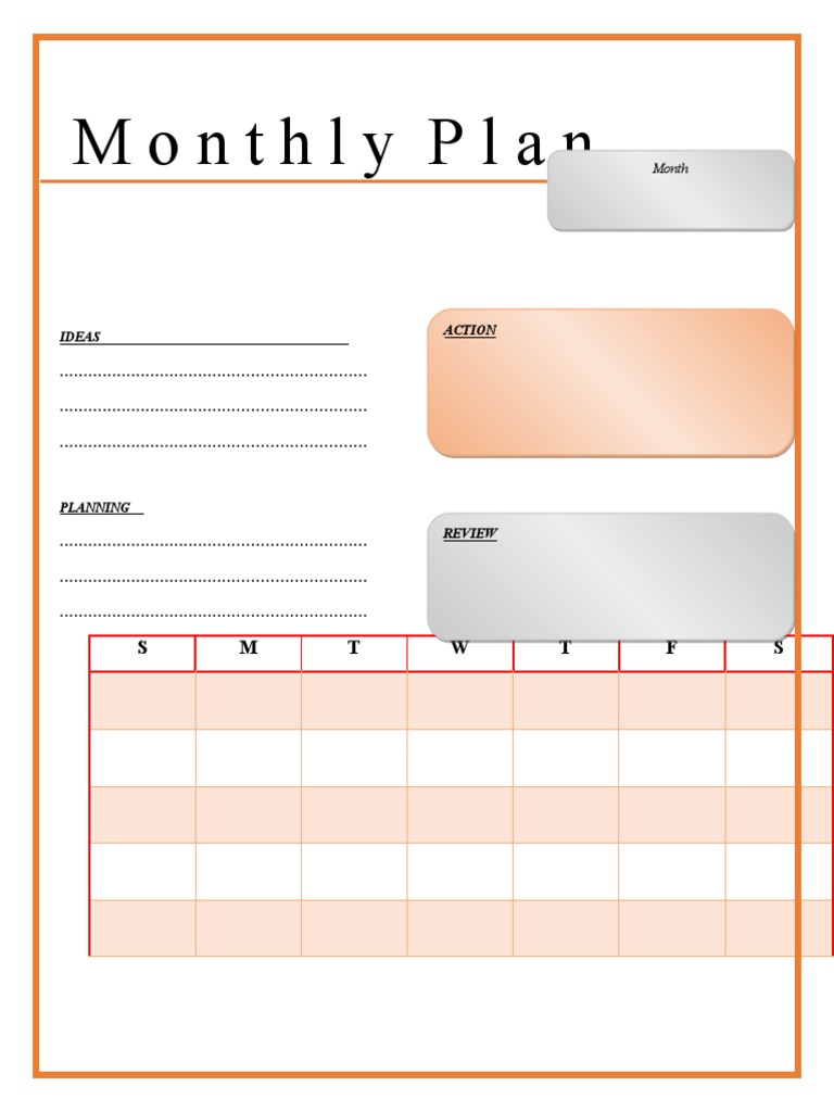 Monthly Plan: S M T W T F S | PDF