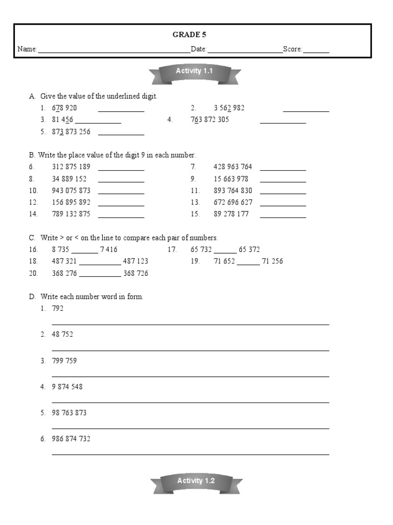 Grade 5-Math Numbers and Number Sense (106 Items) | PDF | Cognition