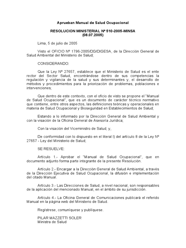 R.M. #510-2005-Minsa | PDF