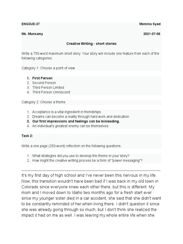 Creative Writing - Short Stories | PDF