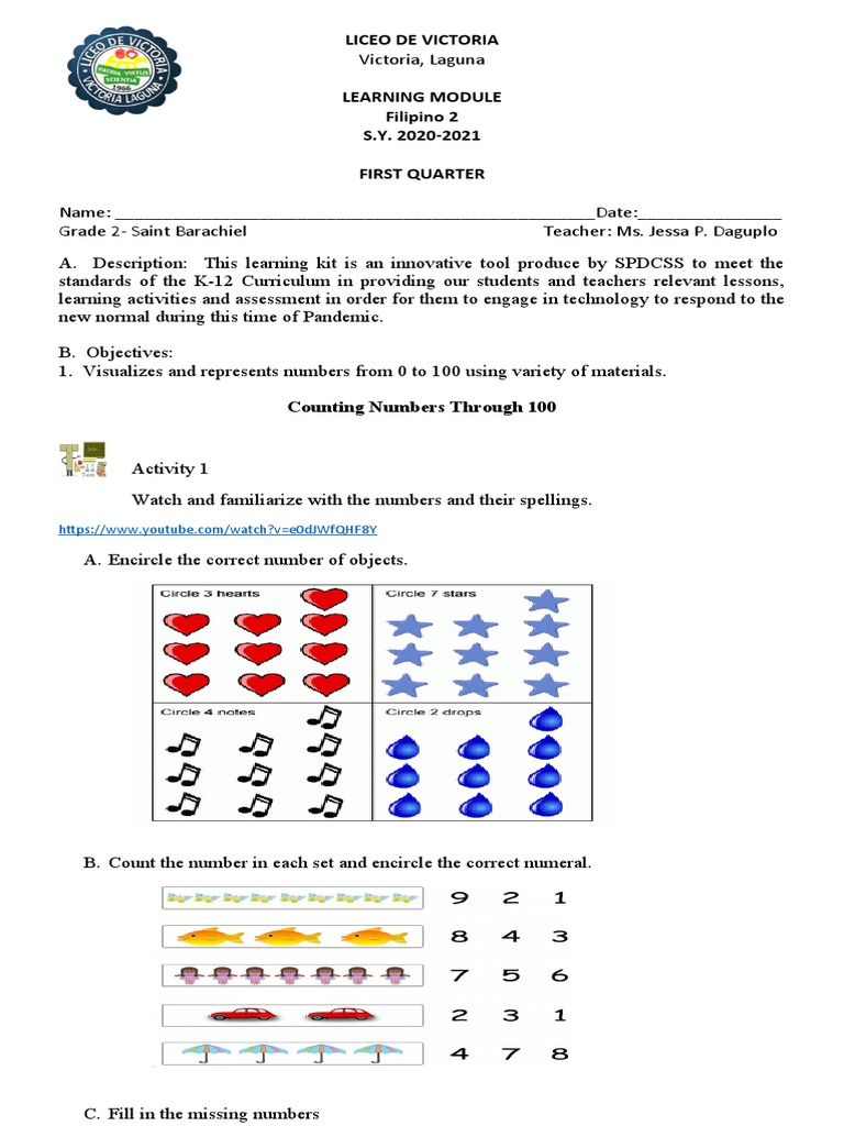 Counting to 100: A Learning Module on Visualizing and Representing ...