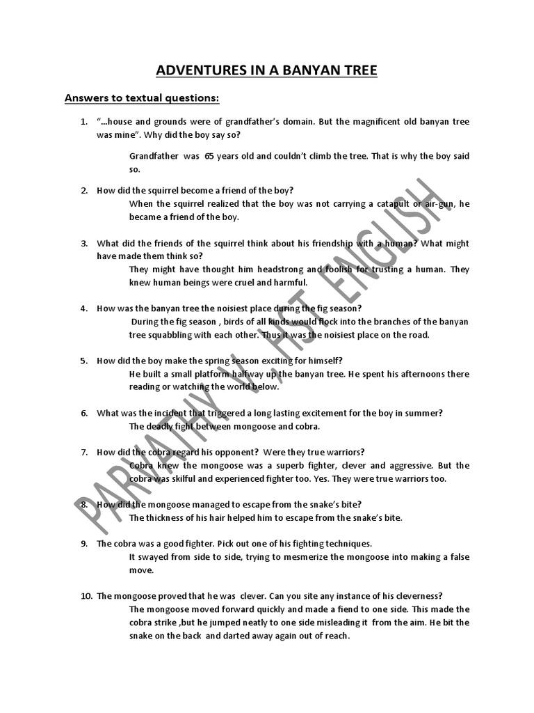 Adventures in a Banyan Tree: Q&A | PDF