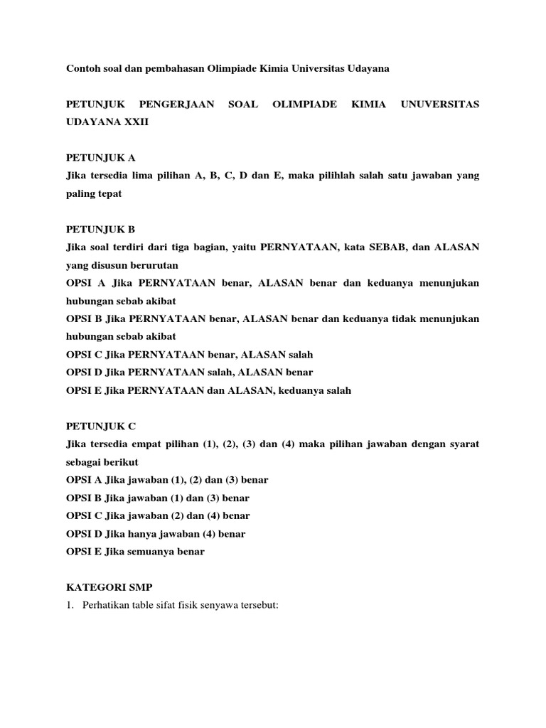 Soal Latihan Osn Kimia Pdf 