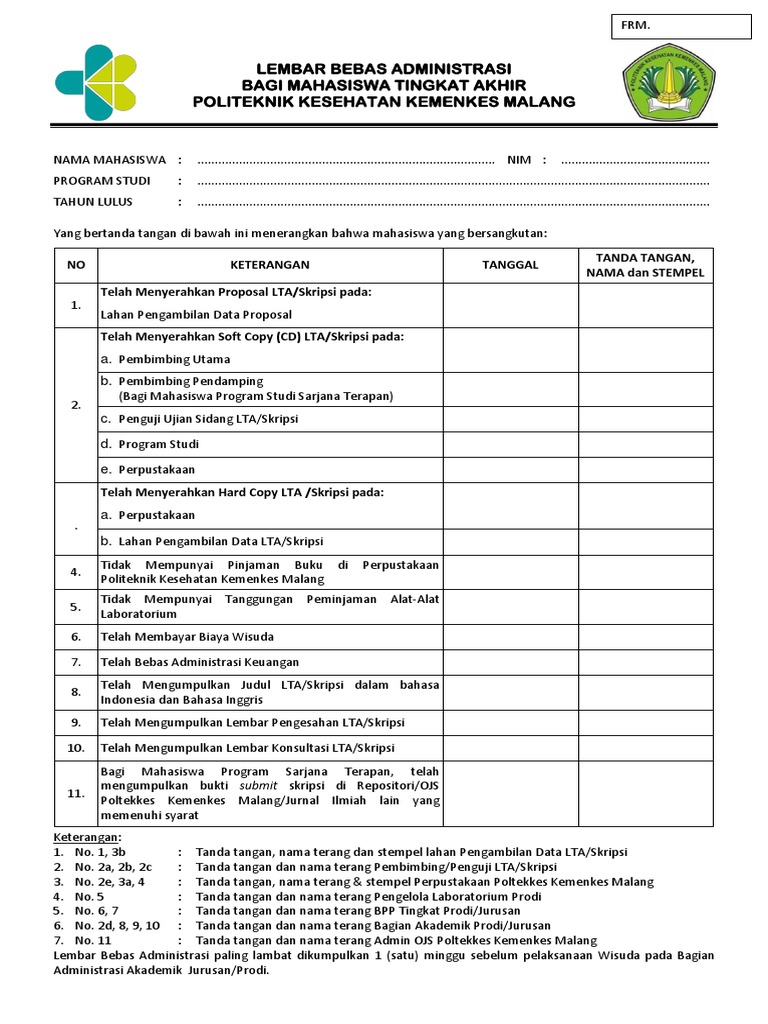 Format Lembar Bebas Administrasi | PDF