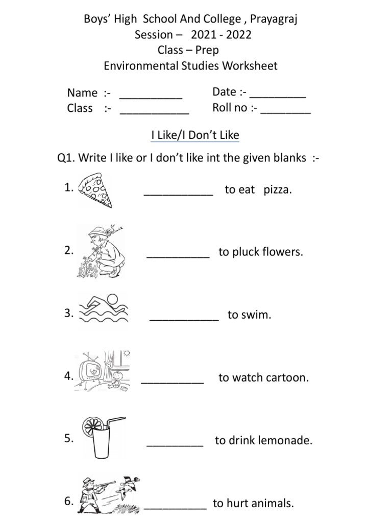 Prep - Environmental Studies Worksheet-1 | PDF