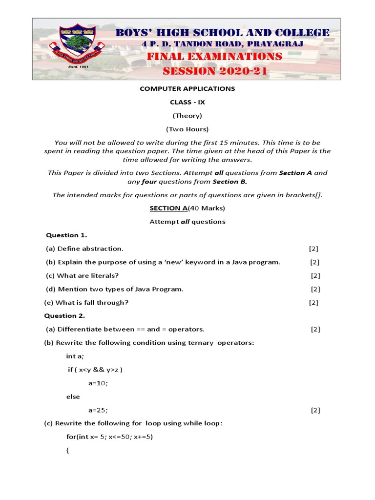 Class 9 Computer Applications (Finals 20-21) | PDF | Input/Output ...