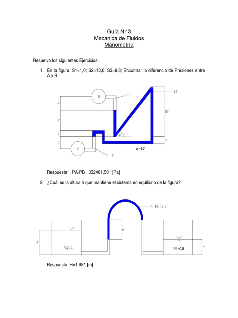 Guia N°3 Manometria | PDF