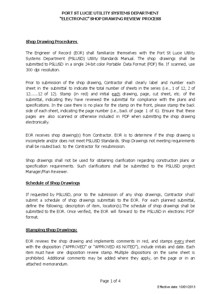Shop Drawing Submittal Instructions | PDF | Specification (Technical Standard)