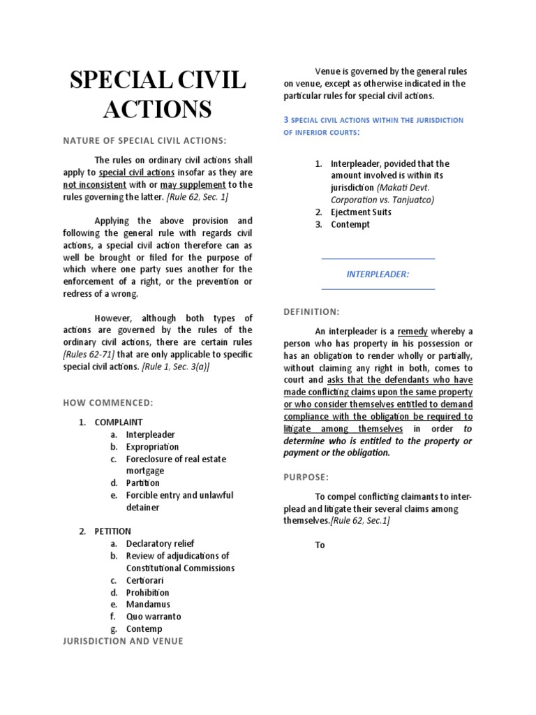 Civil Procedure Notes | PDF | Lawsuit | Common Law