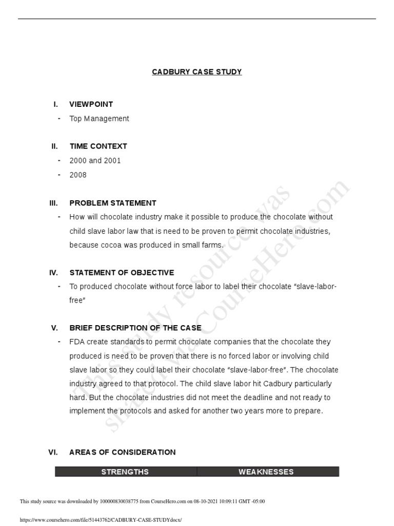 Cadbury Case Study | PDF | Chocolate | Brand
