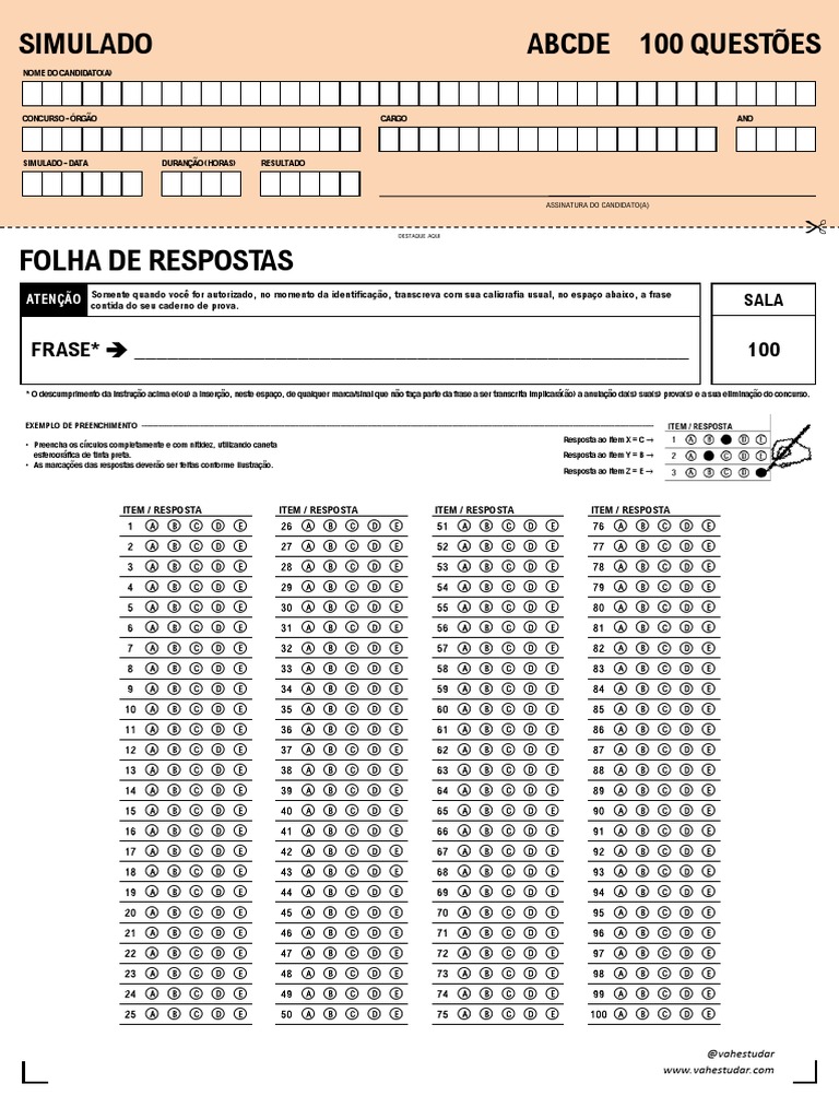 Folha para Gabarito | PDF