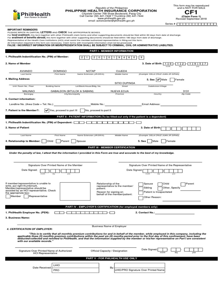 Philippine Health Insurance Corporation: Part I - Member Information ...