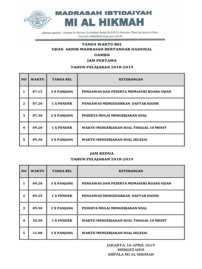 Tanda Bel Ujian | PDF
