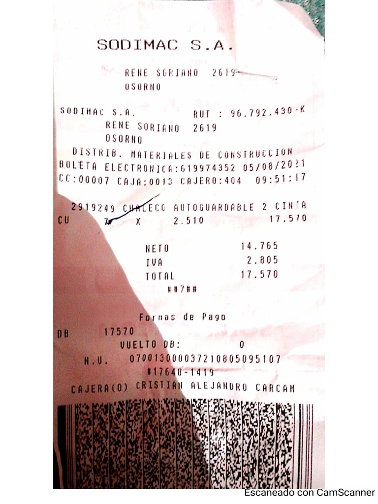 Boleta Sodimac | PDF