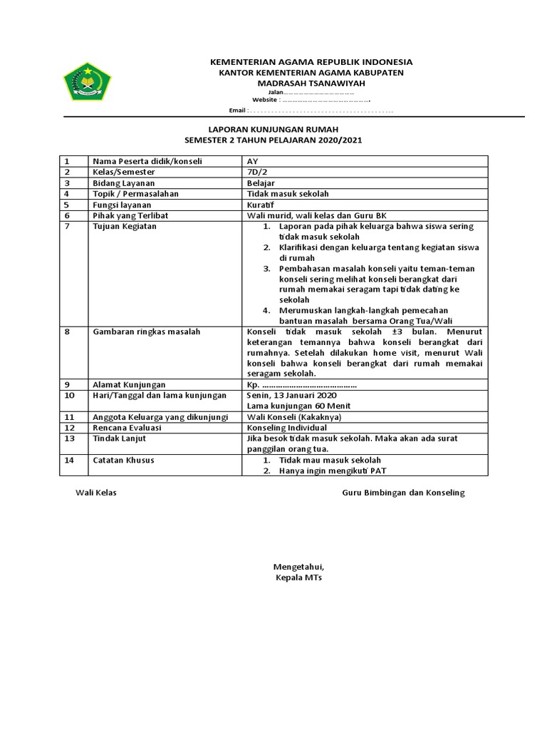 Laporan Home Visit | PDF