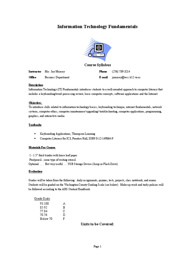 IT Fundamentals Course Syllabus | PDF | Internet | Computer Network
