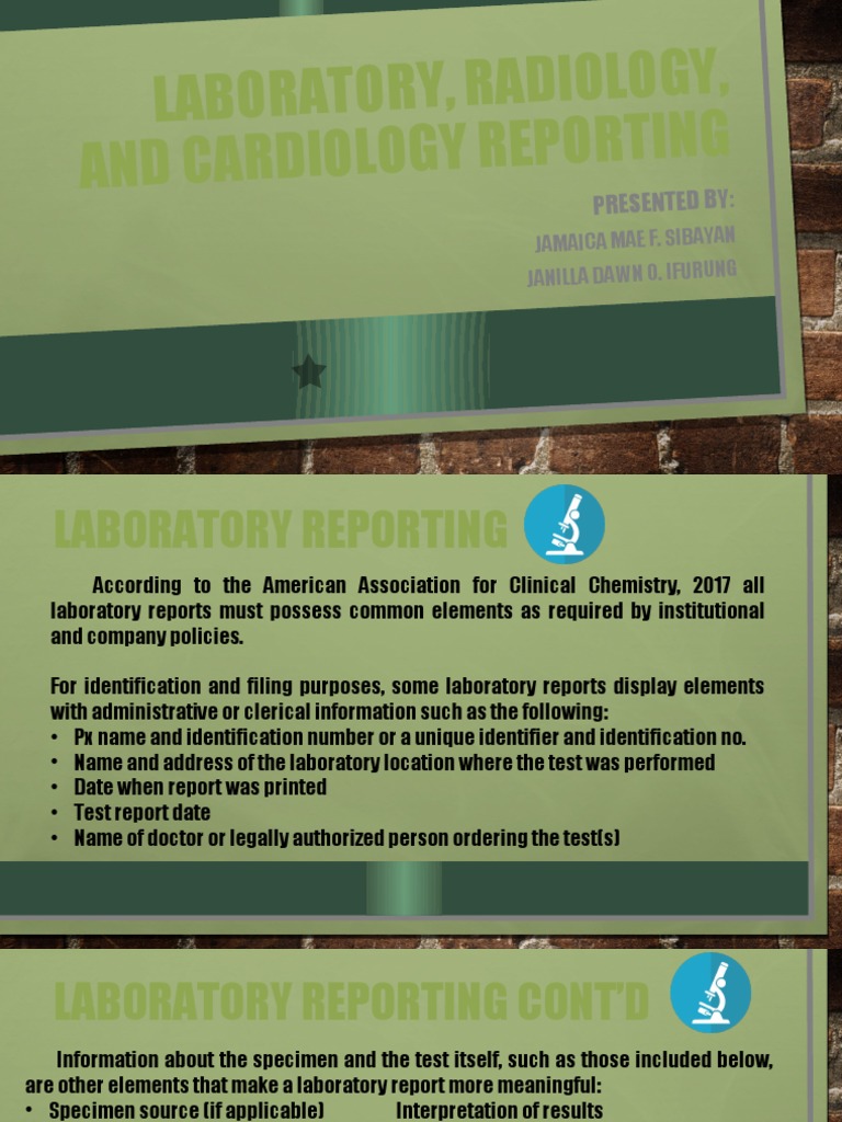 Essential Elements and Formatting of Laboratory, Radiology, and ...