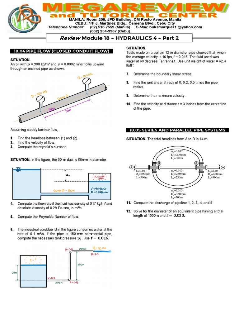 Review: Module 18 - HYDRAULICS 4 - Part 2 | PDF | Fluid Dynamics ...
