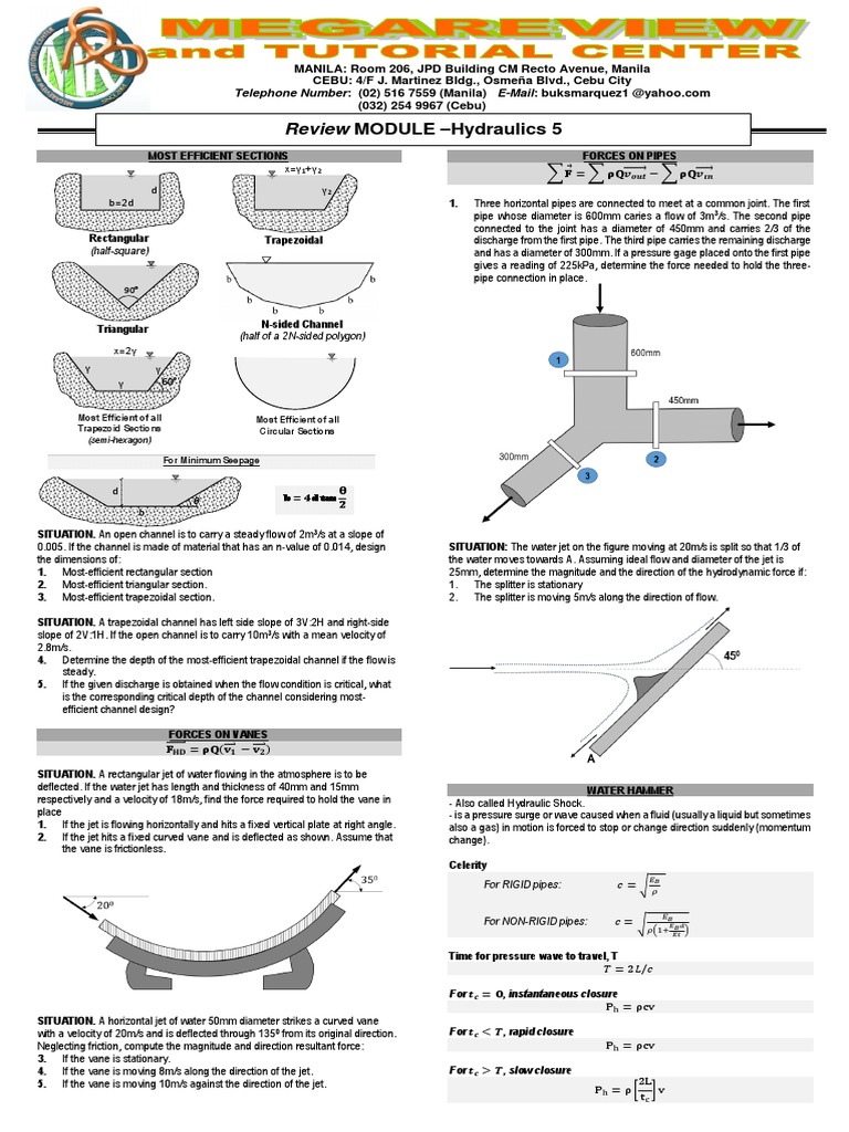 Review Module 19 Hydraulics 5 Part 2 | PDF | Fluid Dynamics | Physical ...
