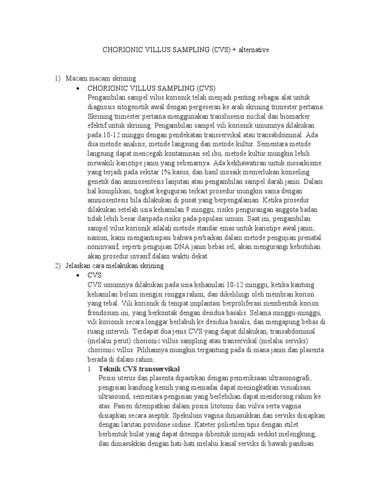 Chorionic Villus Sampling | PDF