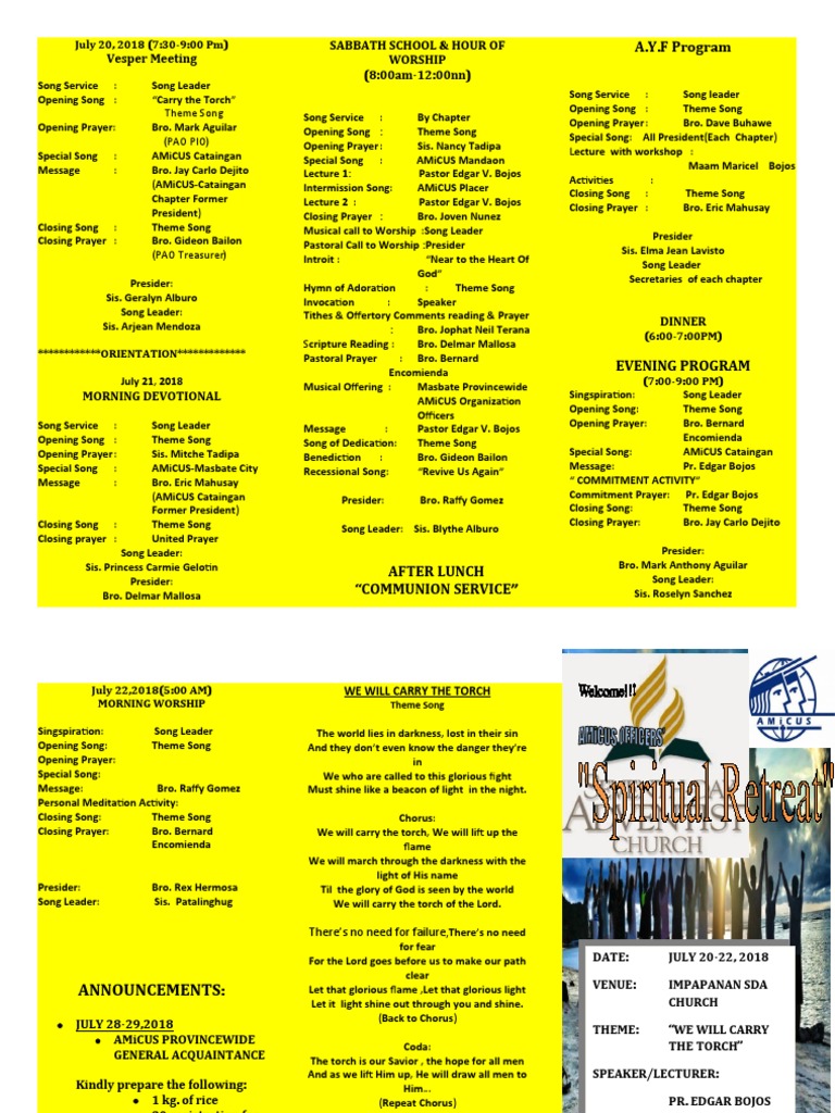 Amicus Spiritual Retreat Program 2 | PDF | Religious Behaviour And ...