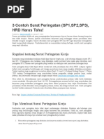 5 Contoh Surat Peringatan Untuk Karyawan (Teguran, SP1, SP2, SP3) | PDF ...