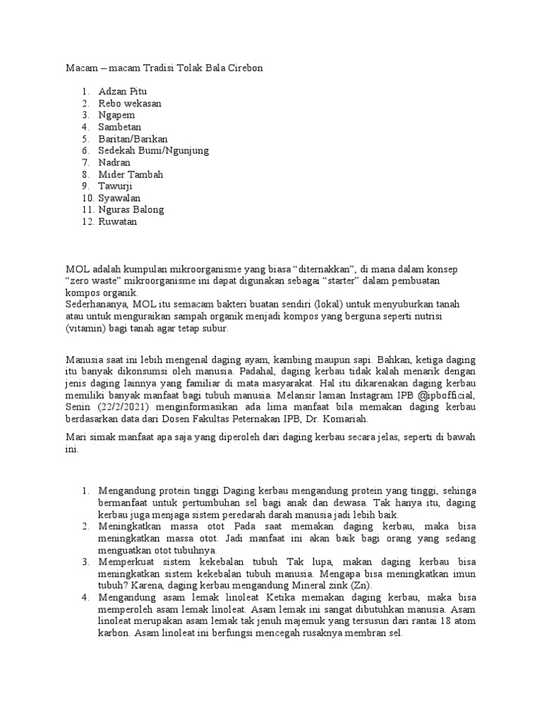 Macam Tolak Bala | PDF