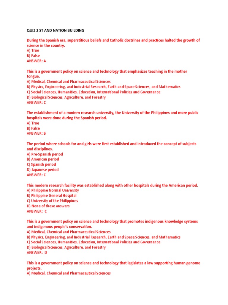 QUIZ 2 STS and Nation Building | PDF | Science | Engineering