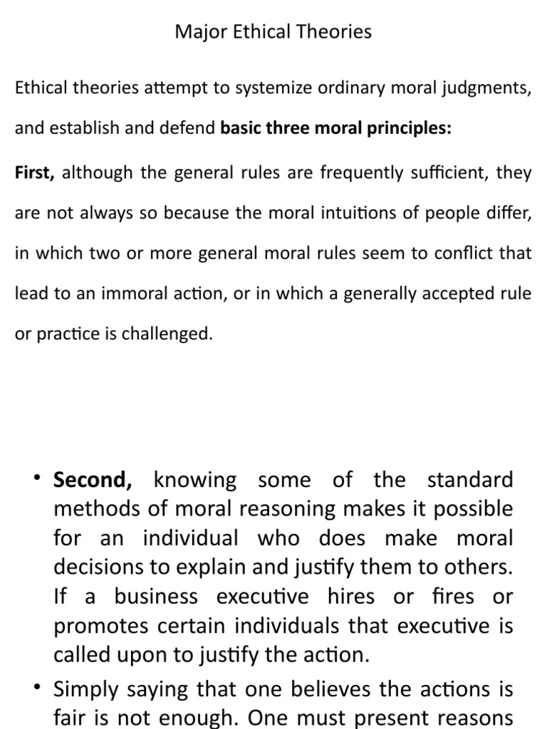 Lecture Major Ethical Theories | PDF | Utilitarianism | Morality