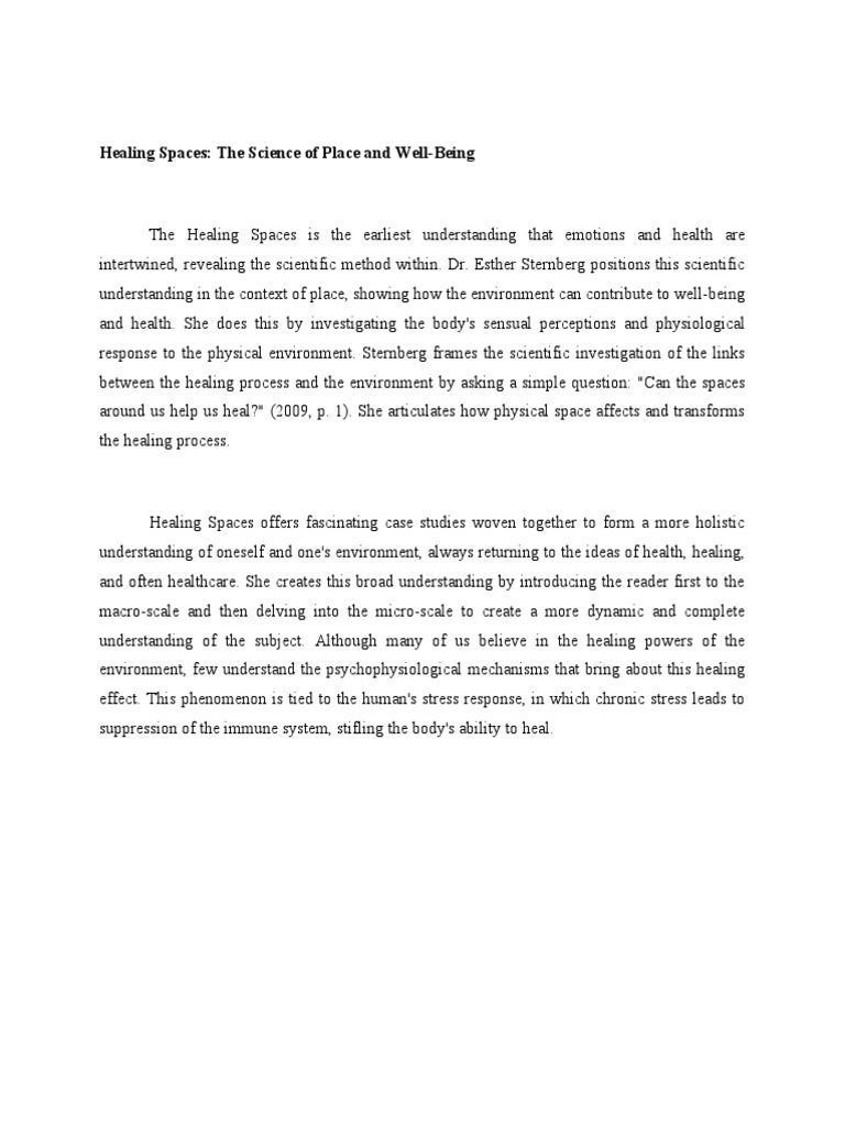 Healing Spaces: The Science of Place and Well-Being | PDF