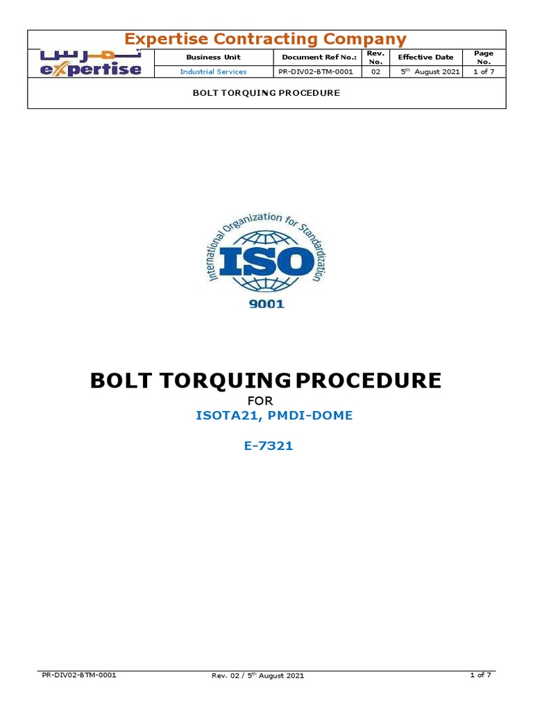 PR-DIV02-BTM-0001 Bolt Torquing Procedure SADARA | PDF | Screw