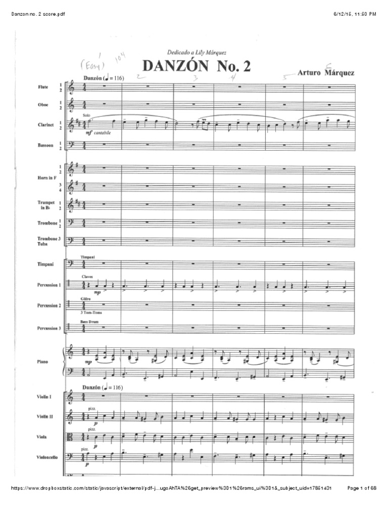 Danzon No. 2 Score | PDF | Computer File Formats
