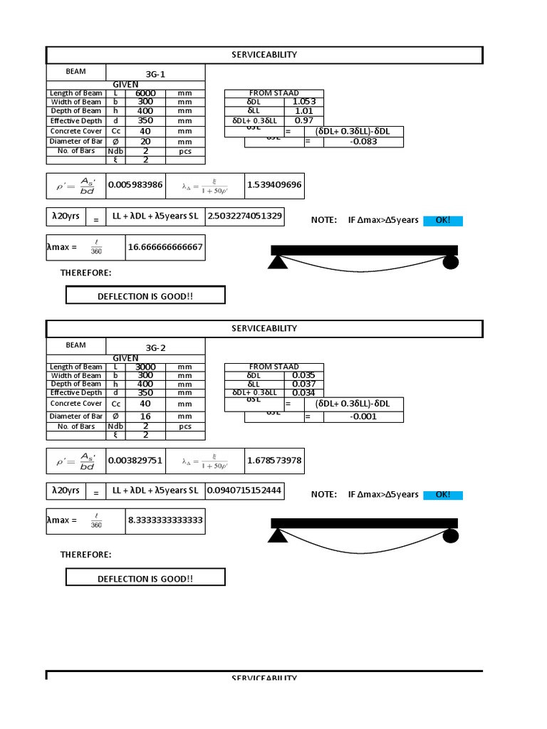 Serviceability For 3rd Floor | PDF | Beam (Structure) | Structural ...