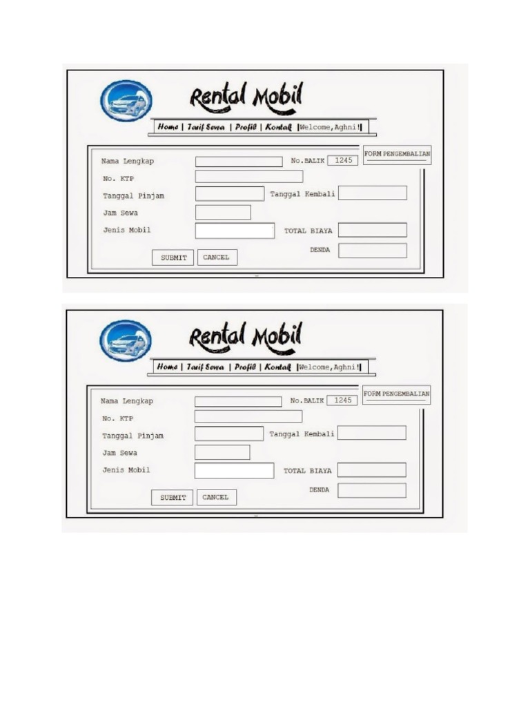 Nota Rent Car Mobil Malang | PDF
