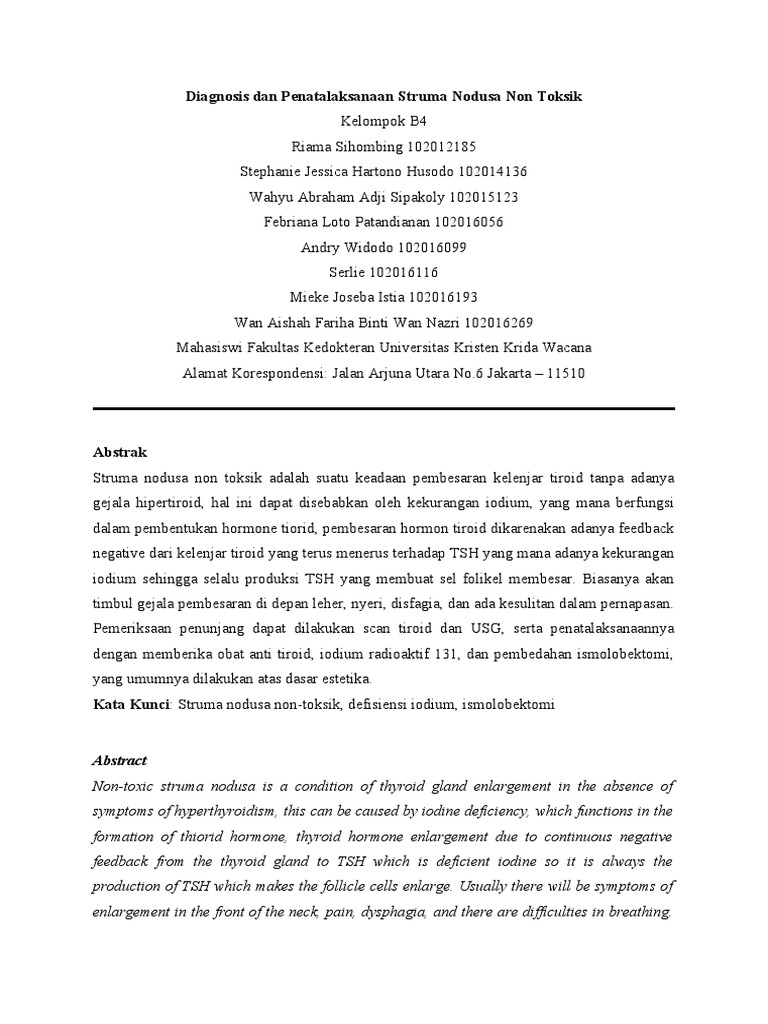Diagnosis Dan Penatalaksanaan Struma Nodusa Non Toksik | PDF