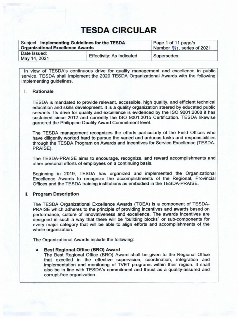 TESDA Circular No. 047-2021 | PDF | Regulatory Compliance | Business