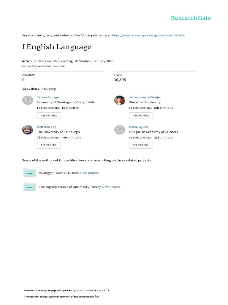 I English Language | PDF | Linguistics | Language Acquisition
