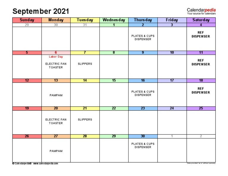 September 2021: Sunday Monday Tuesday Wednesday Thursday Friday ...